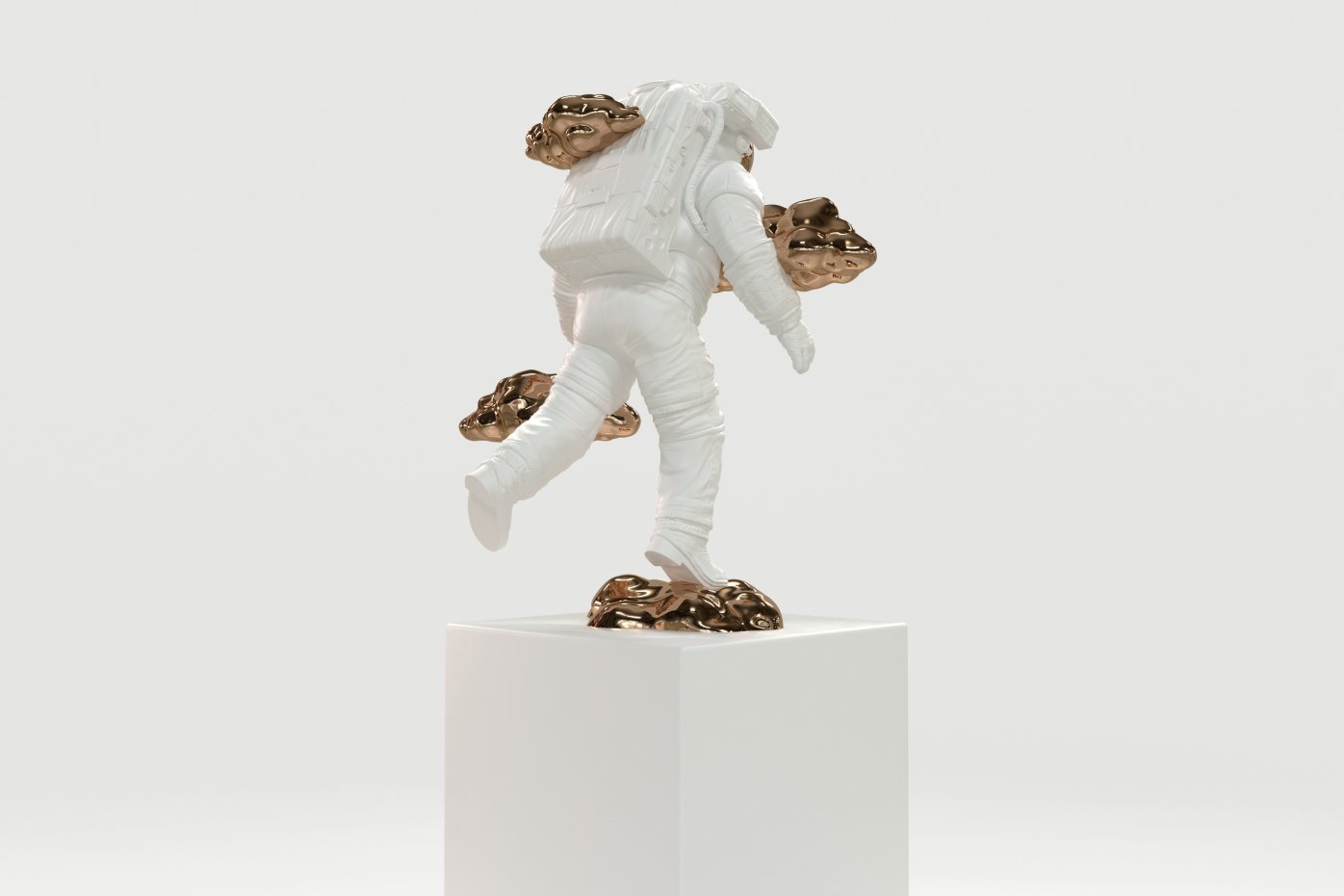 Beyond the Clouds - Sculpture (polished and painted bronze, white ...